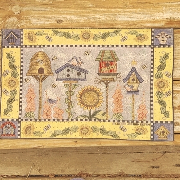 Kitchen | Woven 19x12 Placemats Birdhouse Motif Artist Debra Jordan ...